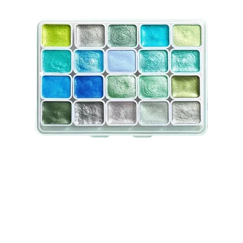 Набор Акварельных Красок С Металлическим Эффектом, 20/80 Цветов, Портативный Футляр, С Блестящим Перламутровым Однотонным Акр.