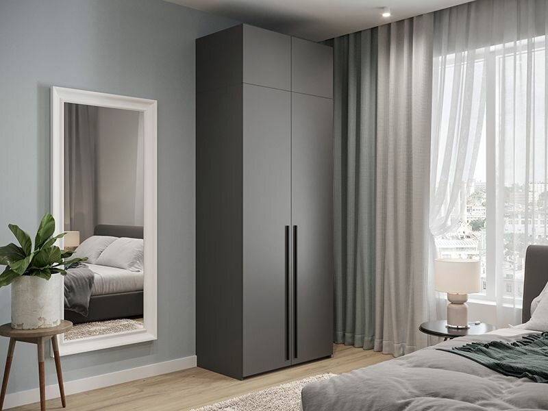 Шкаф распашной для одежды "Лорена Пакс 2" 90х240х52 Серый графит