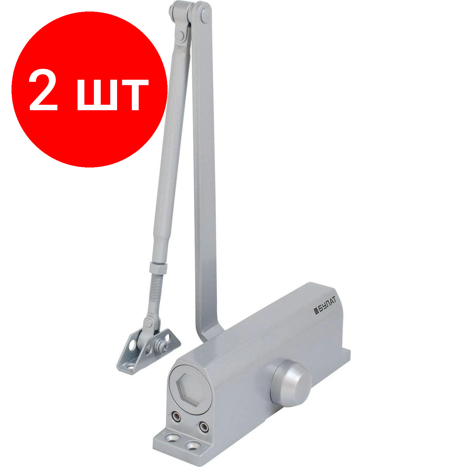 Комплект 2 штук, Доводчик дверной булат ULTIMATE ДД-150 A-S (80-160 кг) серебр, морозост(10)