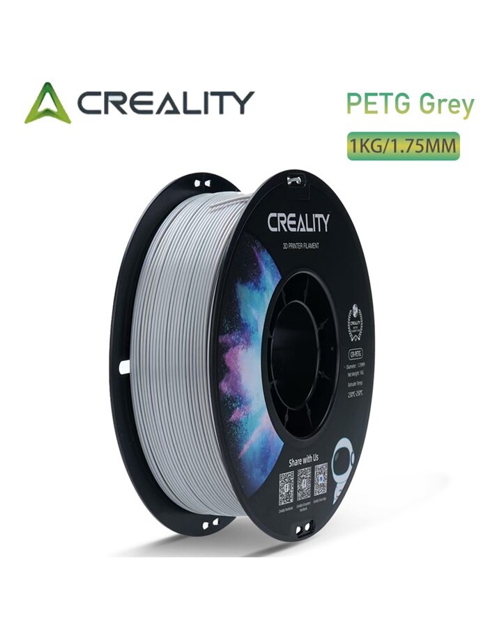 Филамент CREALITY CR-PETG 1.75мм — низкая усадка, химическая стойкость, оригинал без БФА для FDM-принтеров 1 кг серого