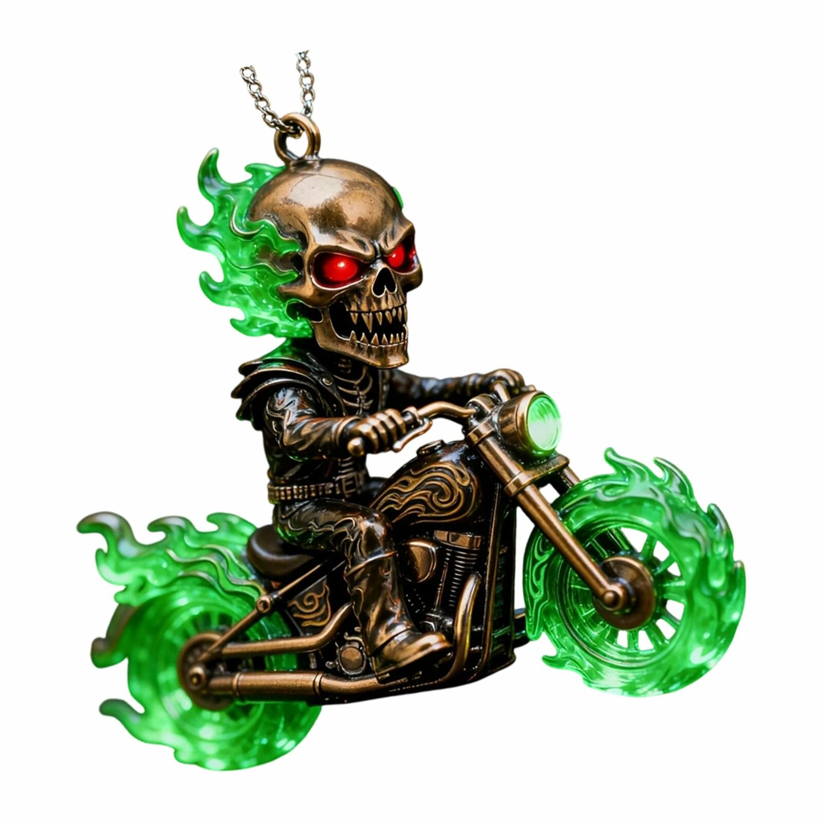 Праздничное акриловое подвесное украшение с черепом мотоциклиста для зеркала автомобиля