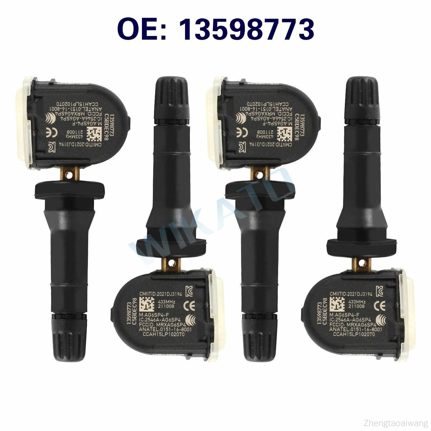 Датчик давления в шинах TPMS 4 шт 13598773 433 МГц — для Buick LaCrosse, Cadillac CT6, Chevrolet Malibu, Opel