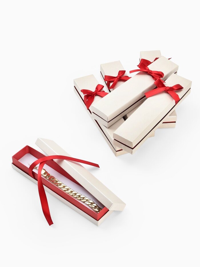 Набор коробочек под браслет, цепочку, часы 6 шт. «Лента», 21×4 см, бело-бордовый