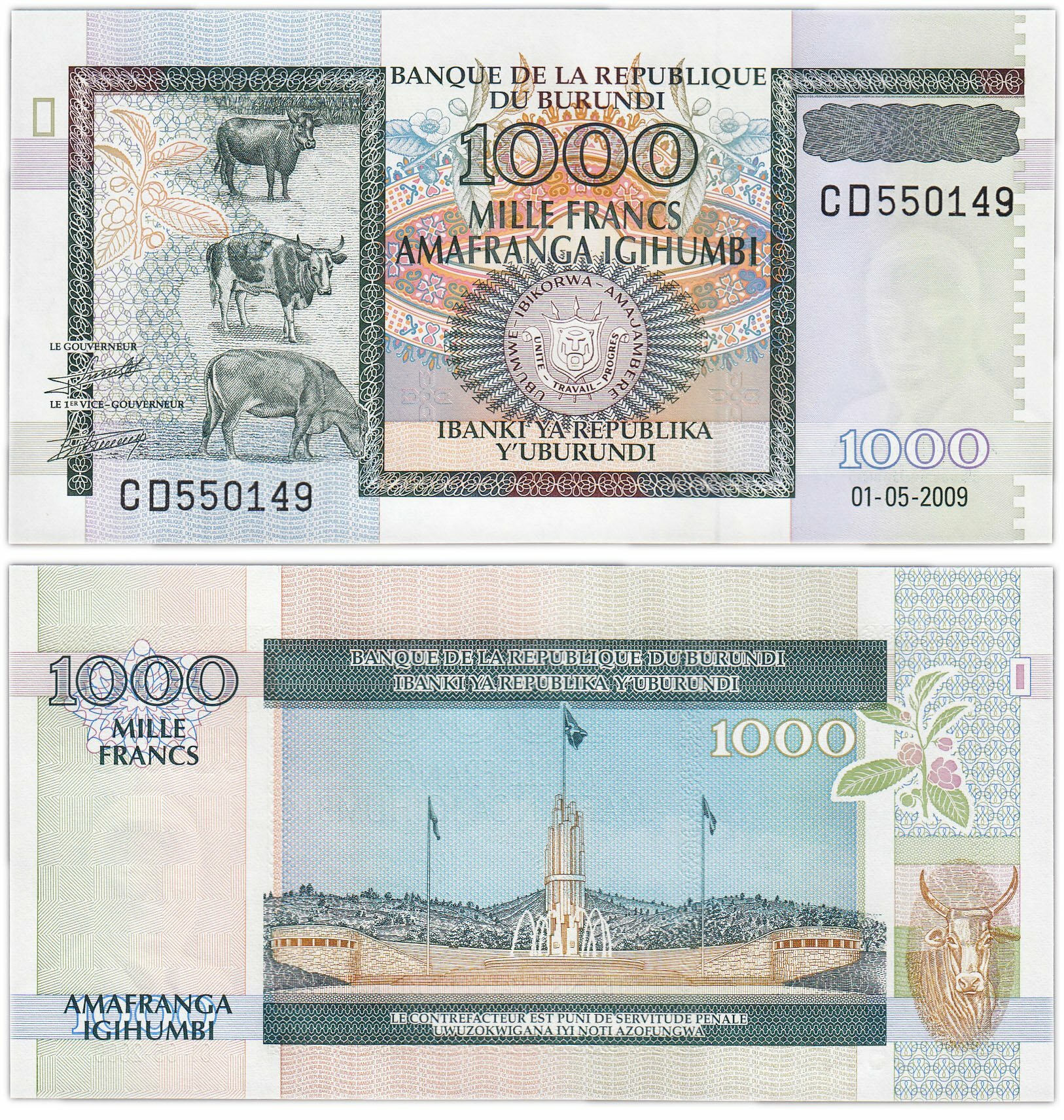 Бурунди 1000 франков 2009 Pick 46