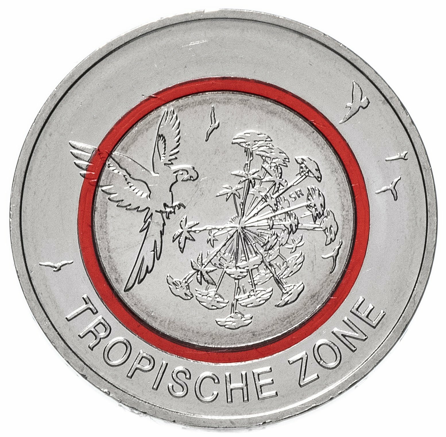 Германия 5 евро 2017 Тропическая зона двор G, Мельхиор медь-никель, в сохранности UNC