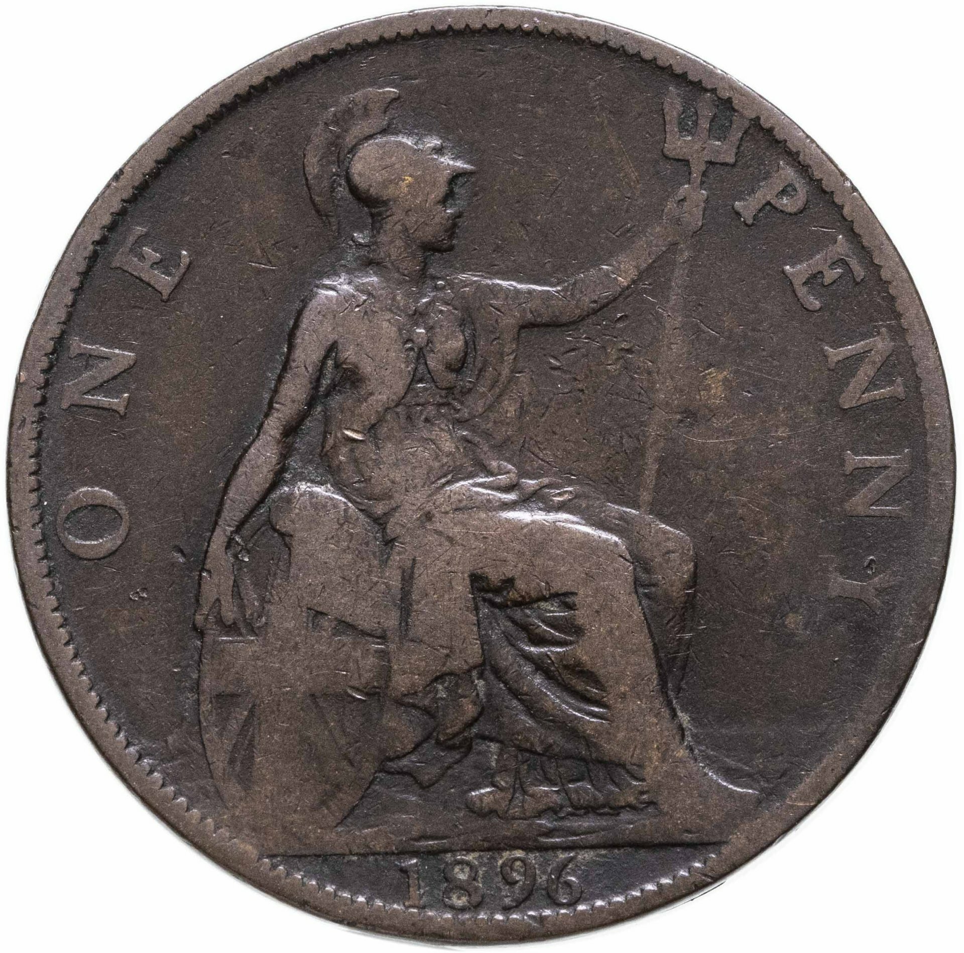 Великобритания 1 пенни penny 1896, Бронза, в сохранности F-VF