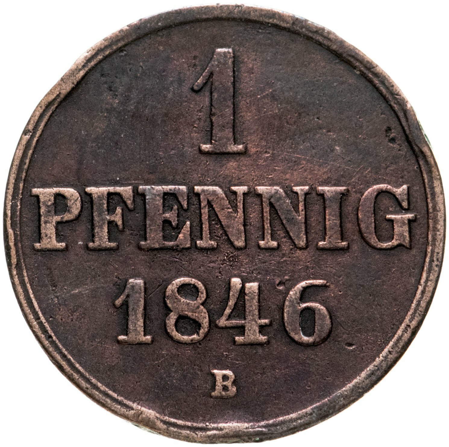 Германия, Ганновер 1 пфенниг 1846, Медь, в сохранности VF-XF