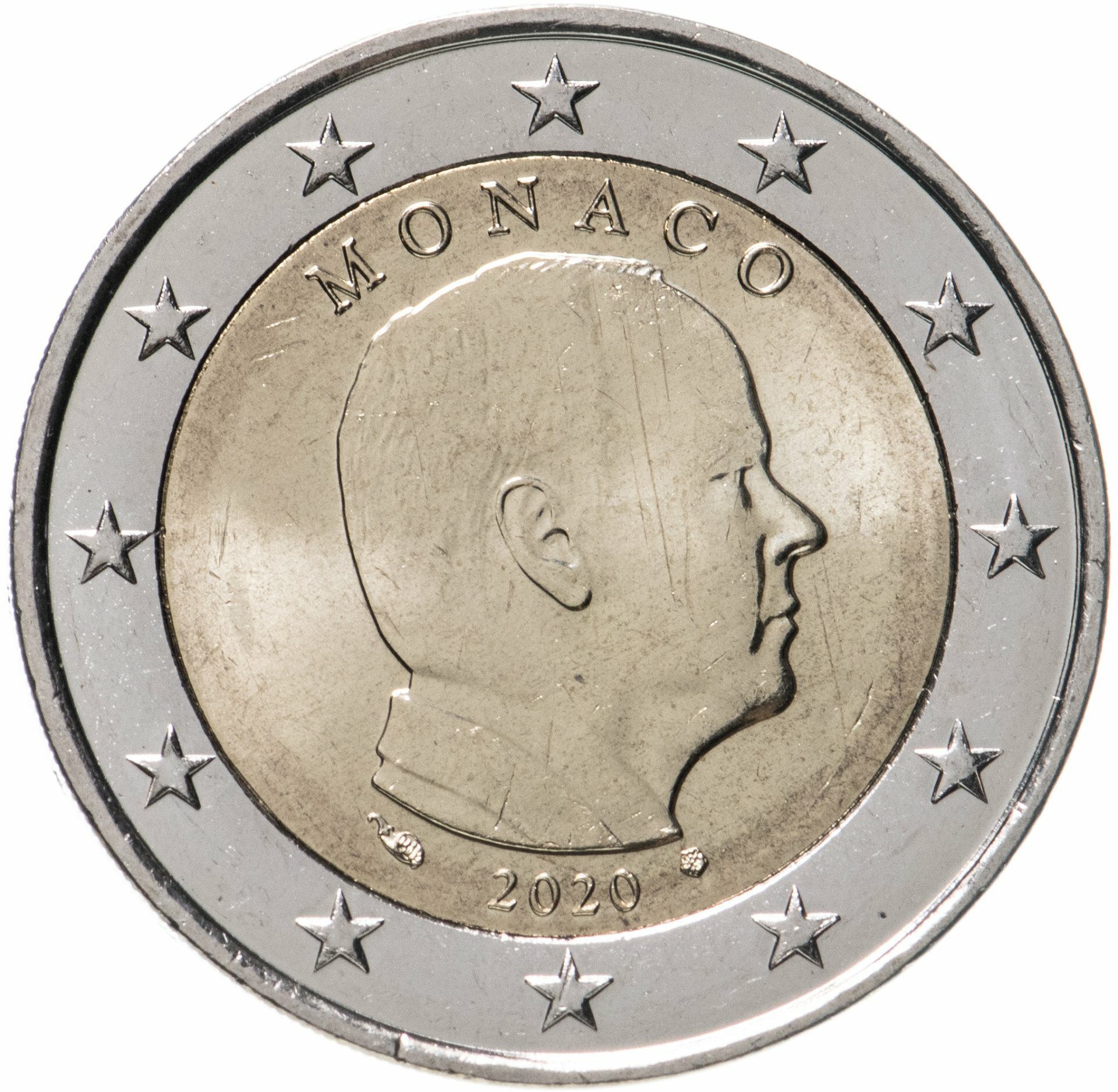Монако 2 евро 2020, Биметалл, в сохранности UNC