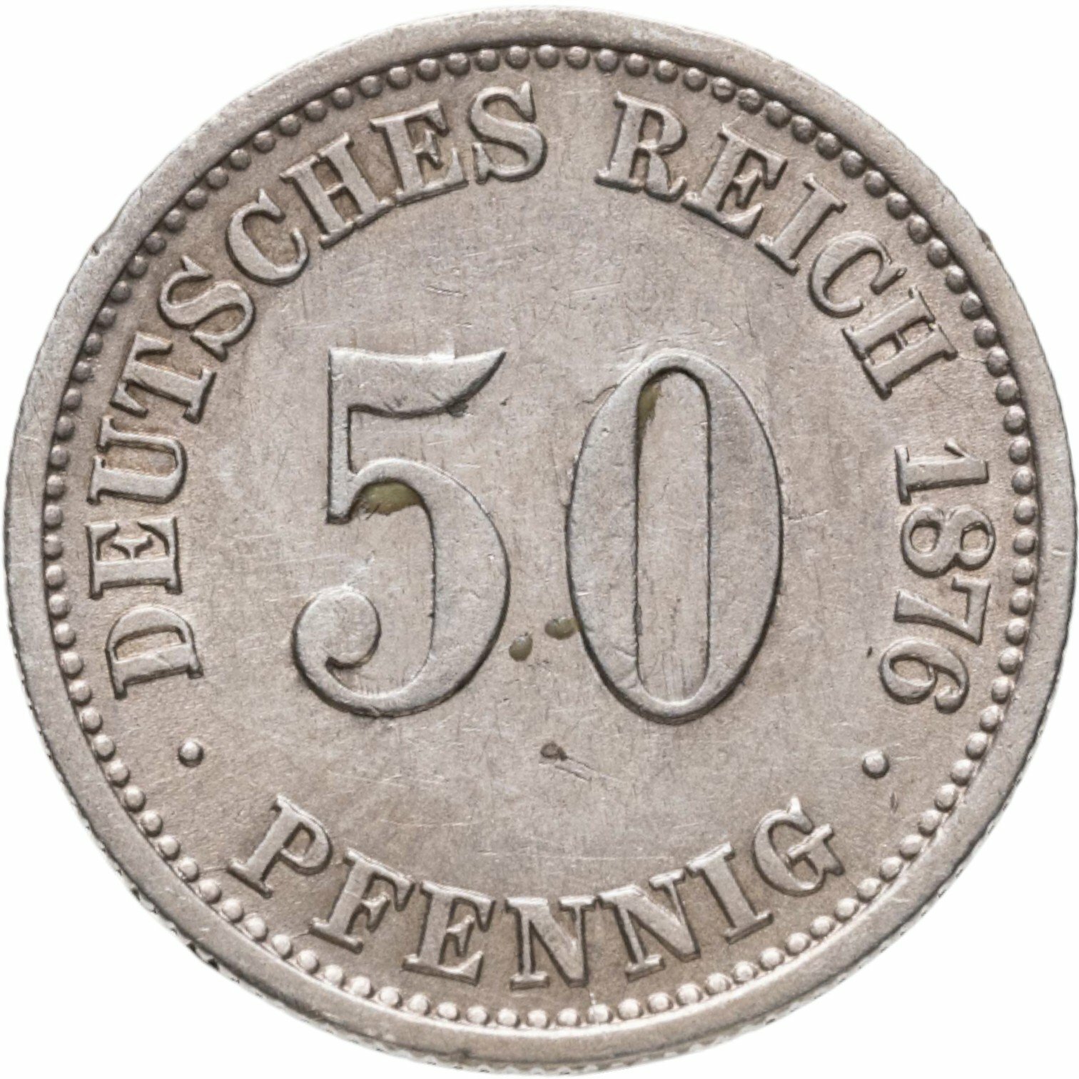 Германия 50 пфеннигов pfennig 1876, знак монетного двора: "С", Серебро 900, в сохранности AU
