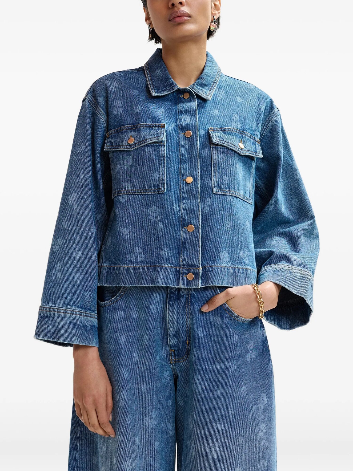 Куртка ESSENTIEL ANTWERP Floral-print denim jacket, размер 36 — фото 1