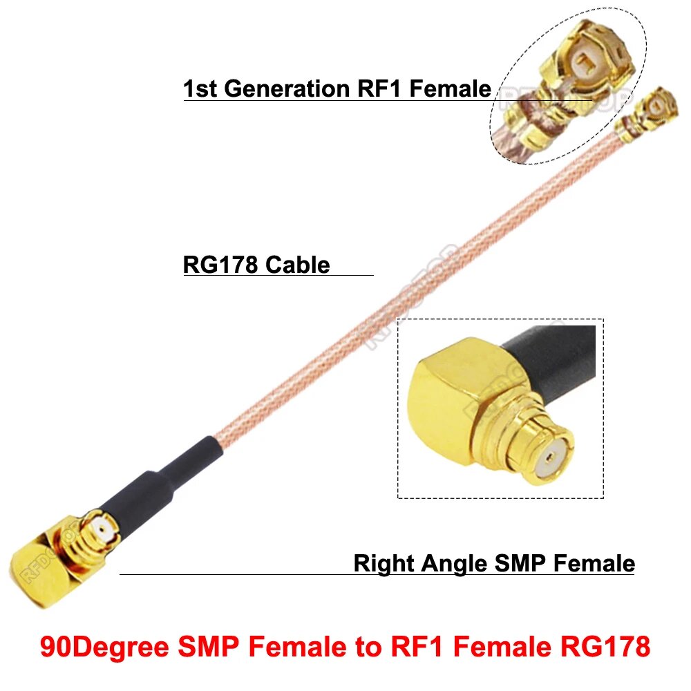 RG178 SMP Female 90° RF1 Female кабель 20см