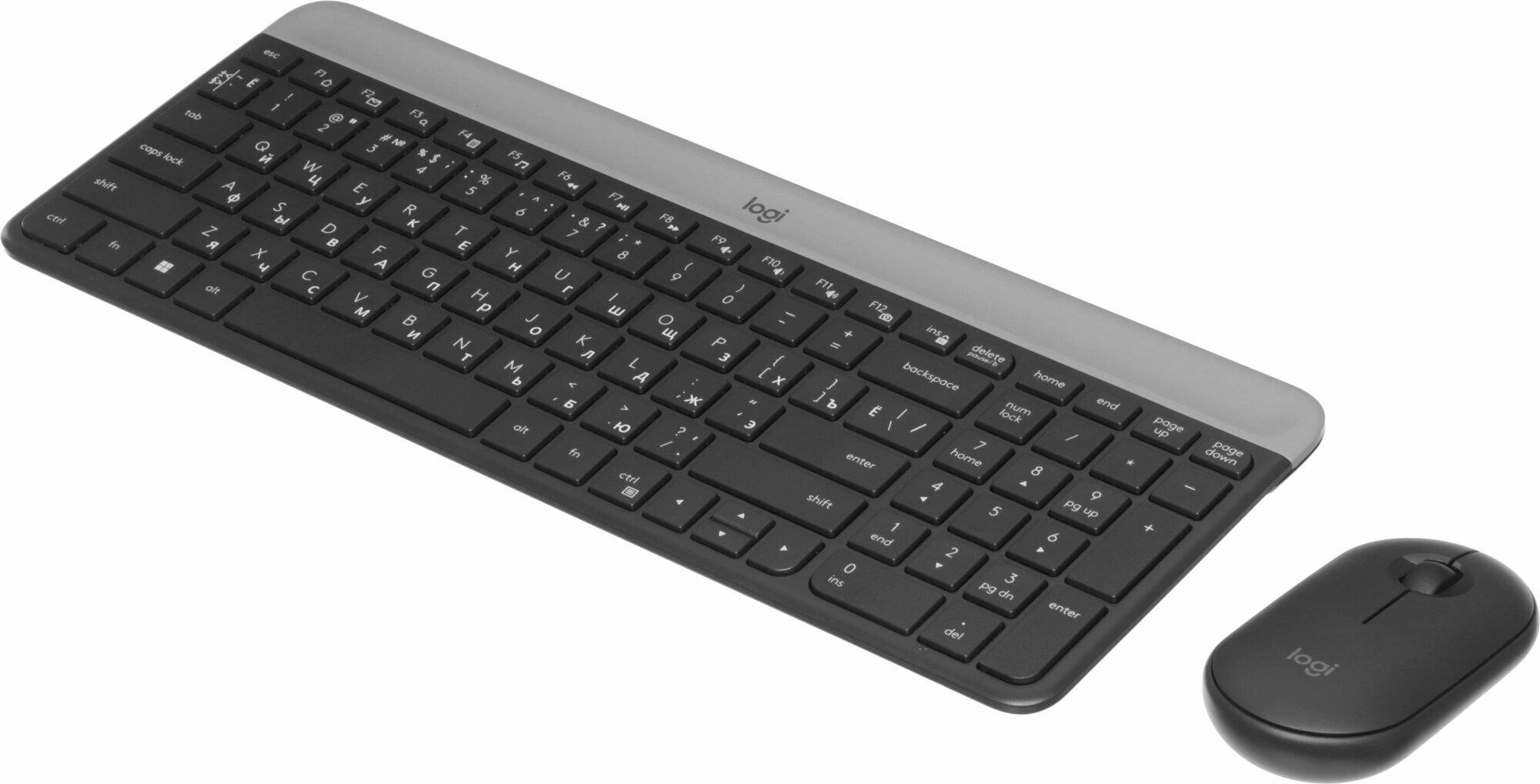 Клавиатура + мышь Logitech MK470 клав: графитовый/светло-серый мышь: графитовый USB беспроводная slim
