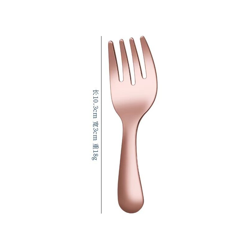 Розово-золотая короткоручковая детская вилка для кормления с мелкими зубчиками, для младенцев 89 characters