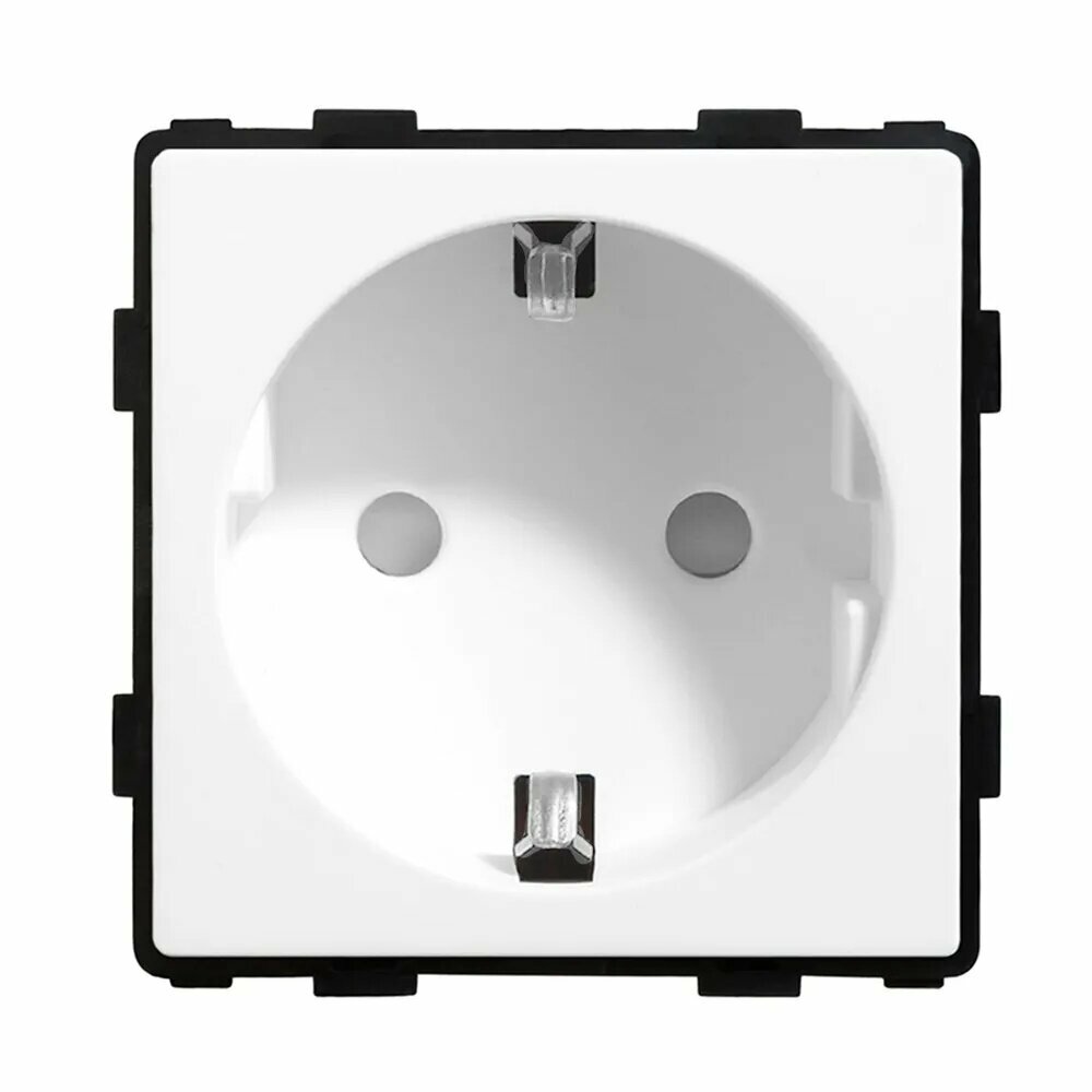Розетка электрической с заземлением, механизм,16А 250V, Белая