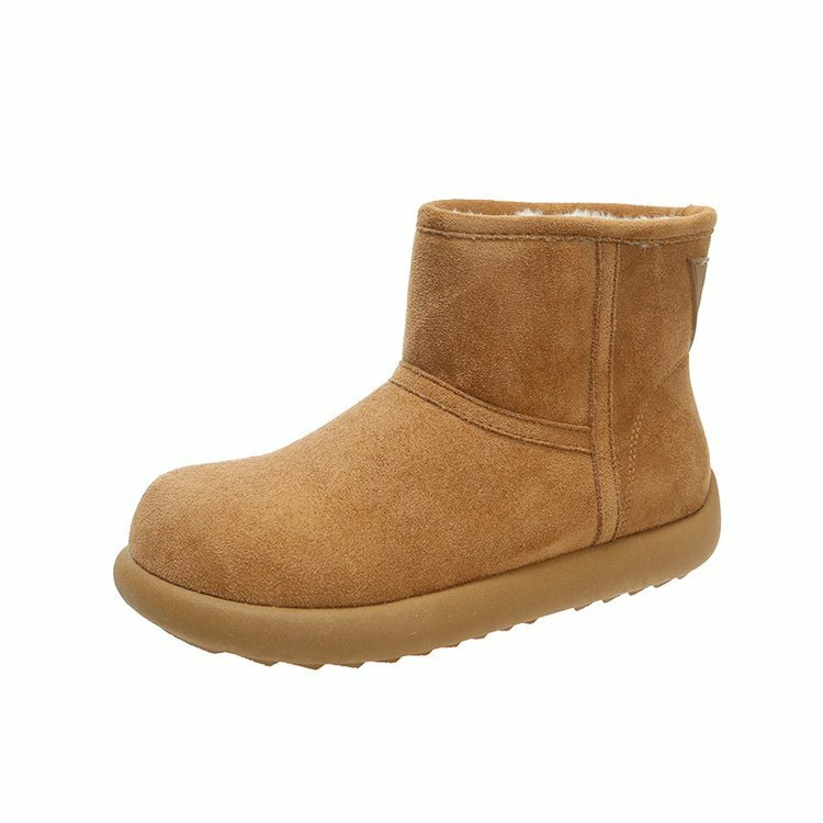 ВесКеды ИзнСтой AIS Ботинки Женщины Зима Флис Повышенной подошвой Нескользкий Британский стиль Средний голень/red leather