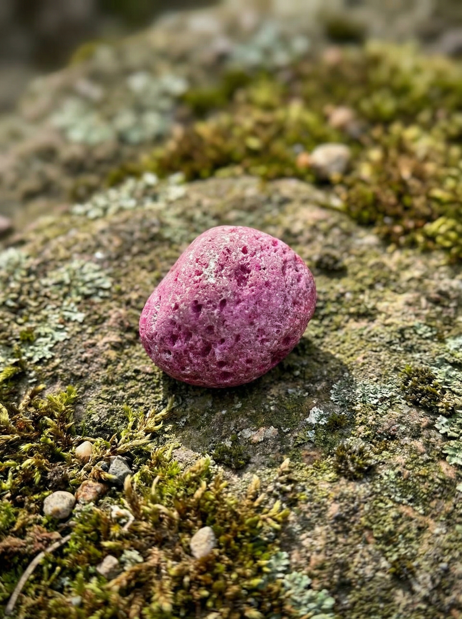 Вулканический рубин, корунд техногенный, розовый, галтовка, 1 штука, 2,5-3 см