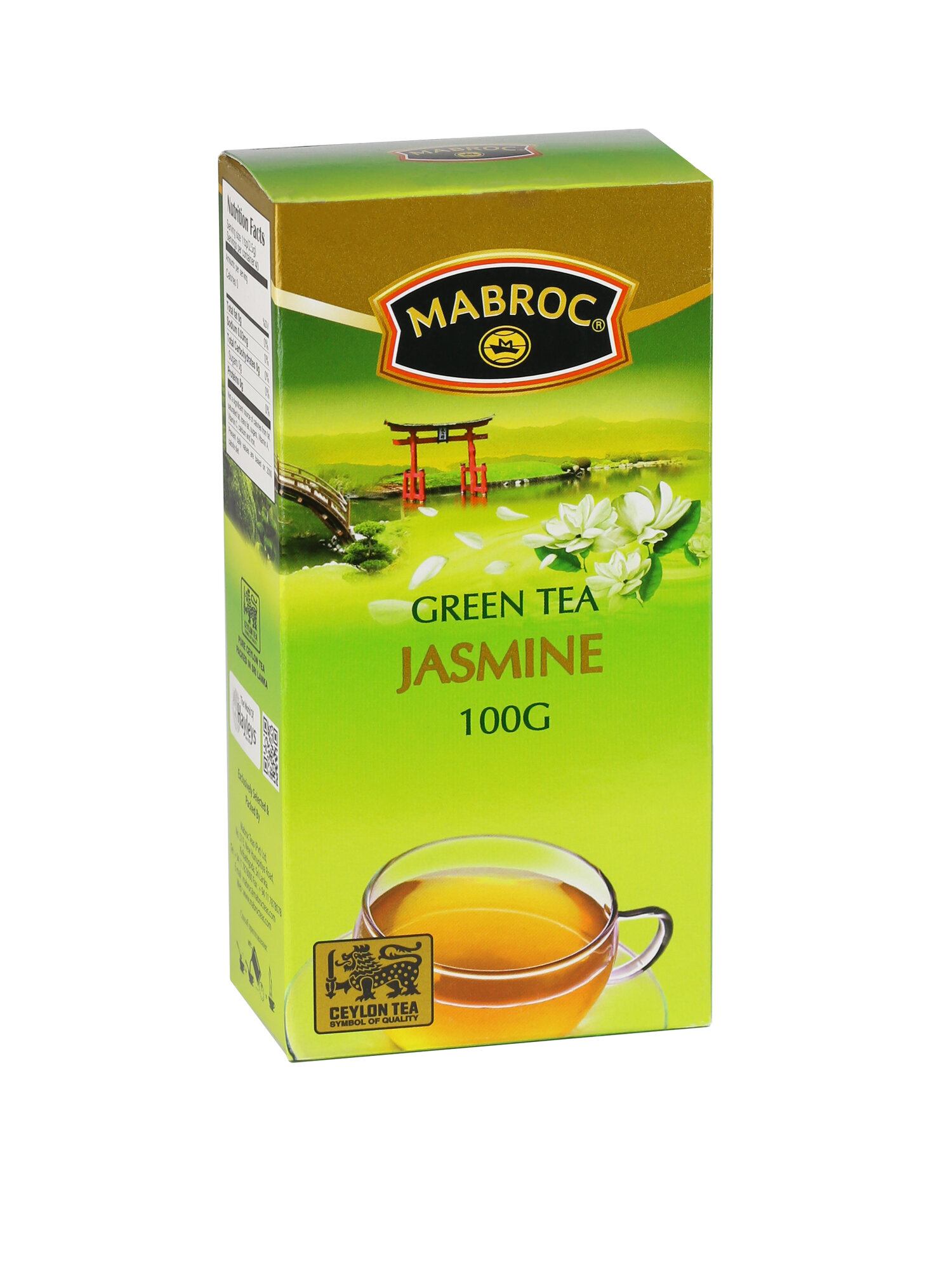 Чай зелёный цейлонский ТМ "Mabroc" - Жасмин, крупнолистовой, картон, 100 гр.