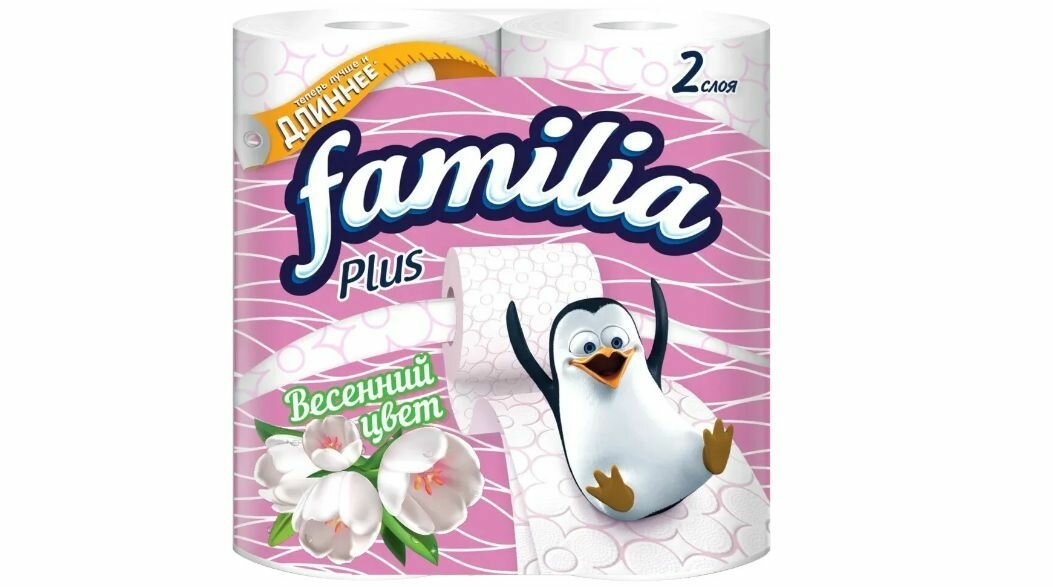 Familia Туалетная бумага Plus Весенний цвет, 2 слоя, 4 шт