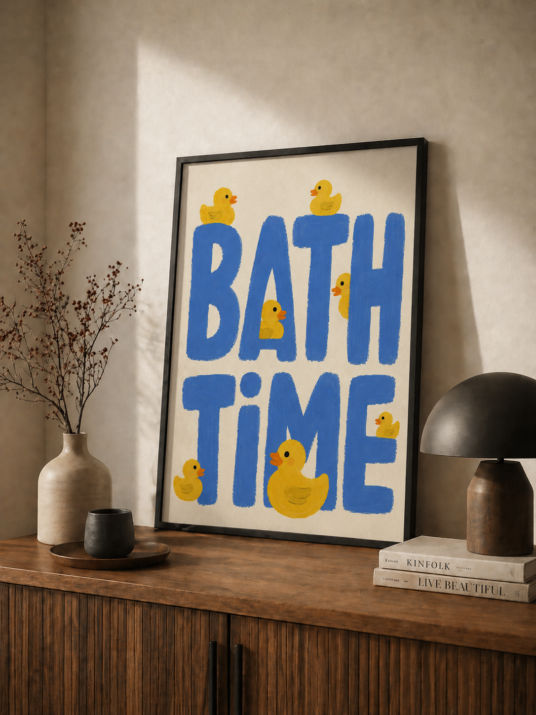 Постер «Bath Time» с уточками А4, интерьерный плакат для ванной комнаты, 21×30 см