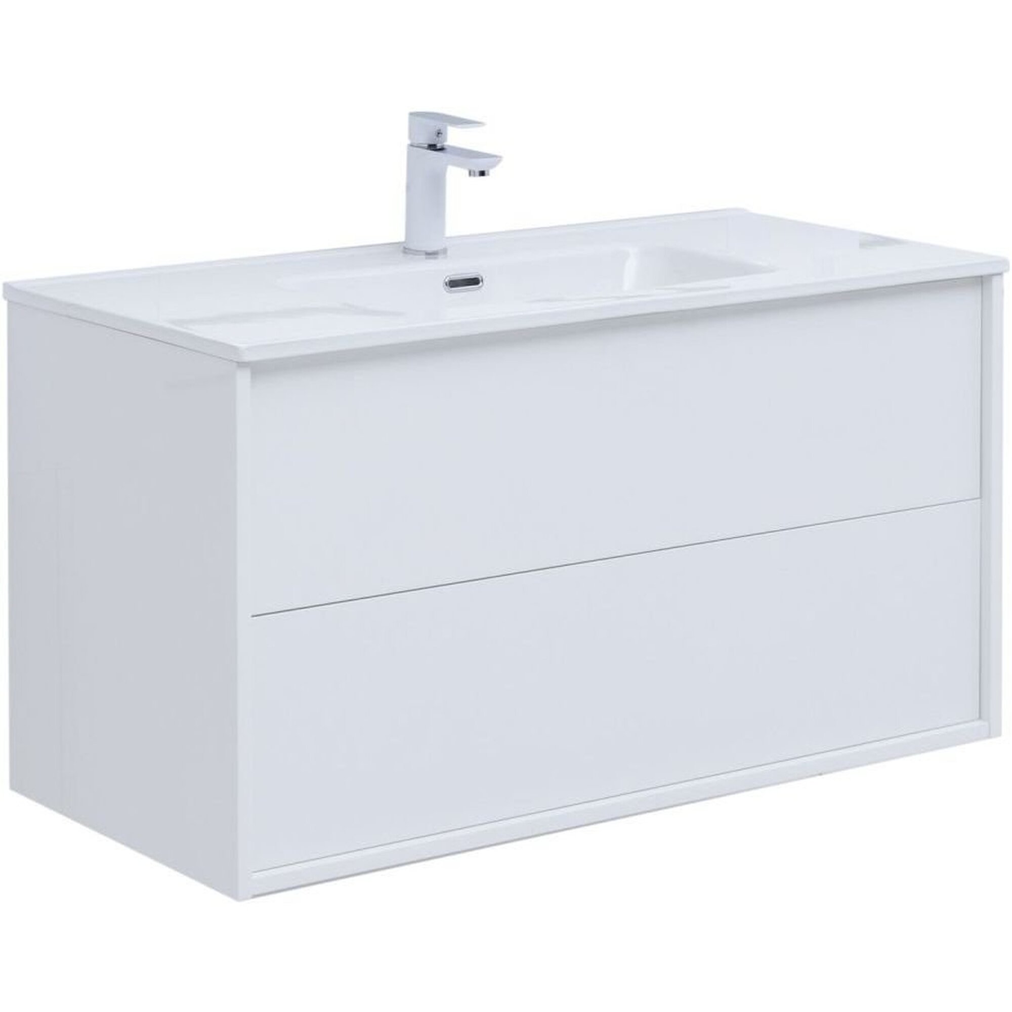 Тумба с раковиной Aquanet (Акванет) Lino 100 (Flat) белый глянец 00287544