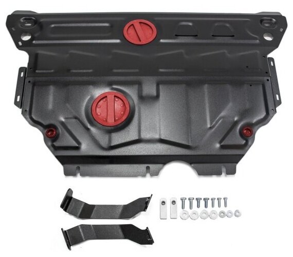 Защита картера и КПП Автоброня (увеличенная) для Skoda Octavia A7 (2.0D с Webasto) (2013-2017)/Octavia A7, A8 (2017-н. в.), сталь 1.8 мм, штампованная