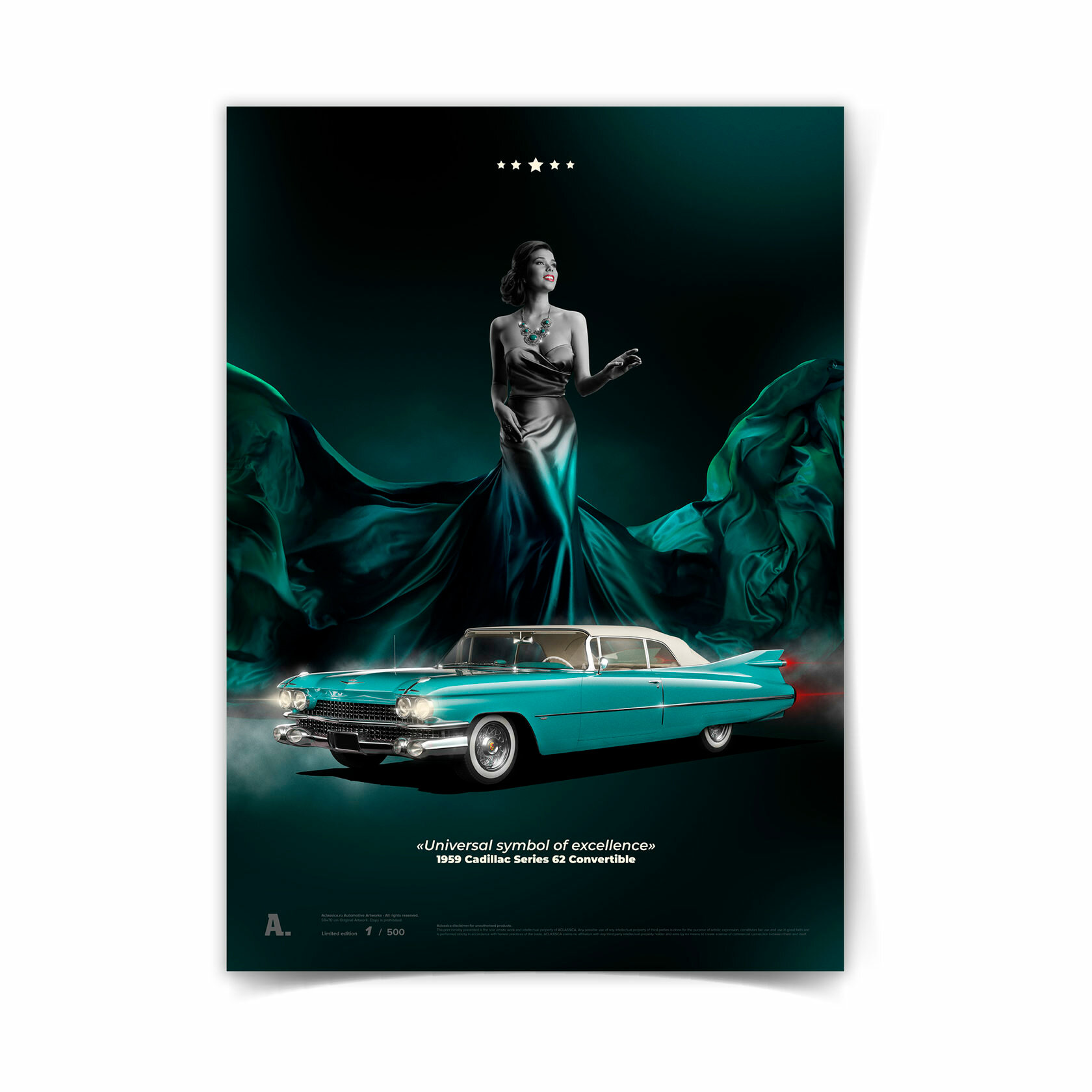 Постер коллекционный Aclassica Cadillac Eldorado Green 50х70 см / постер на стену