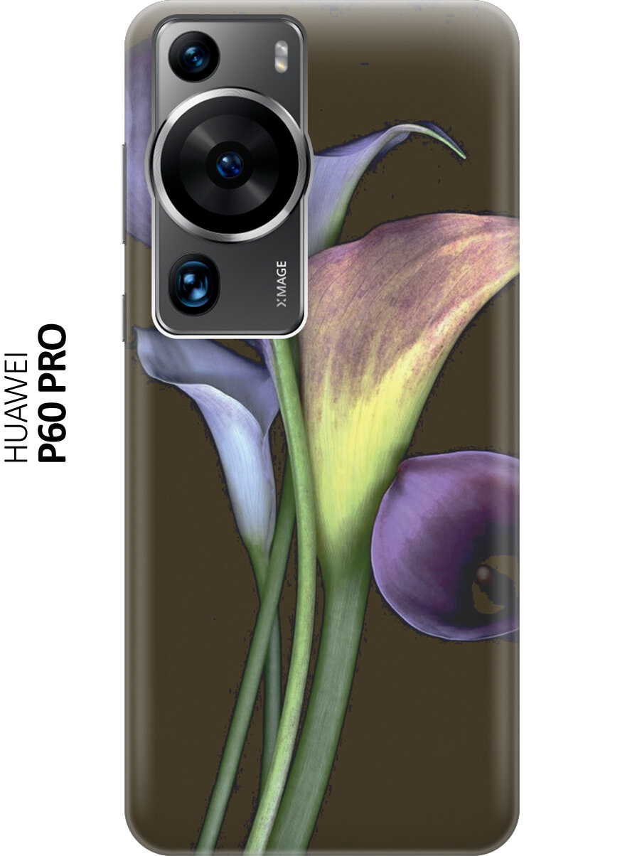 Силиконовый чехол на Huawei P60 Pro, Хуавей П60 Про с принтом "Каллы"