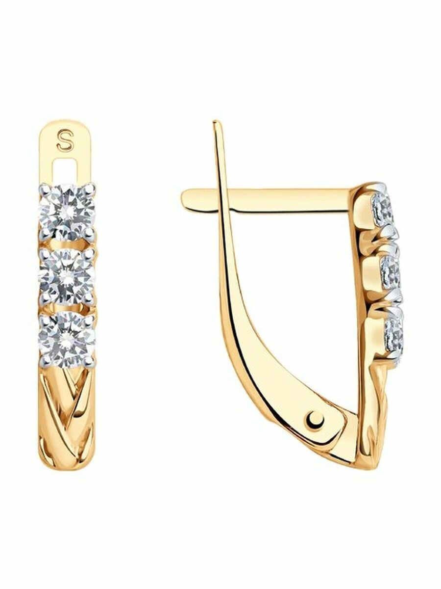 Серьги, красное золото, 375 проба, фианит