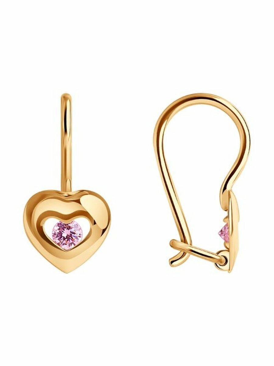 Серьги, красное золото, 585 проба, фианит