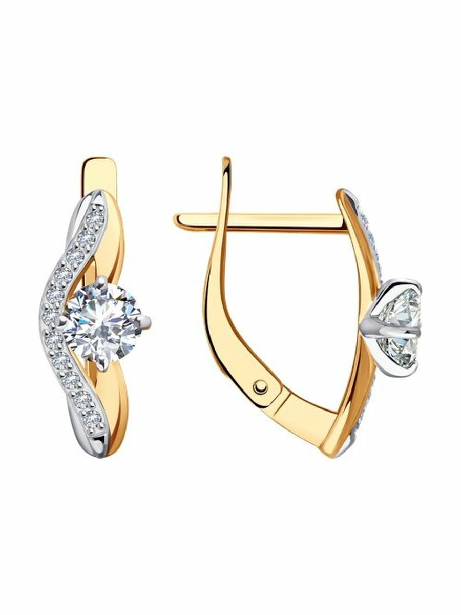 Серьги, красное золото, 585 проба, фианит