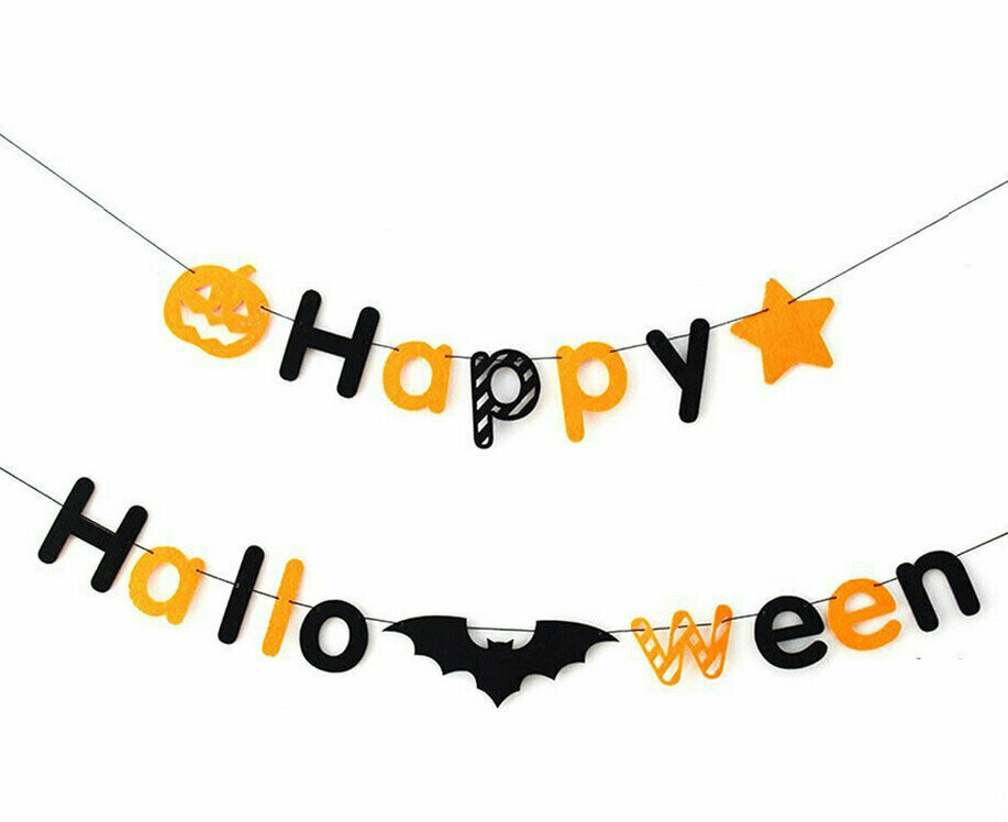 Гирлянда буквы "Happy Halloween" черно-оранжевая, 350 см Хэллоуин вечеринка