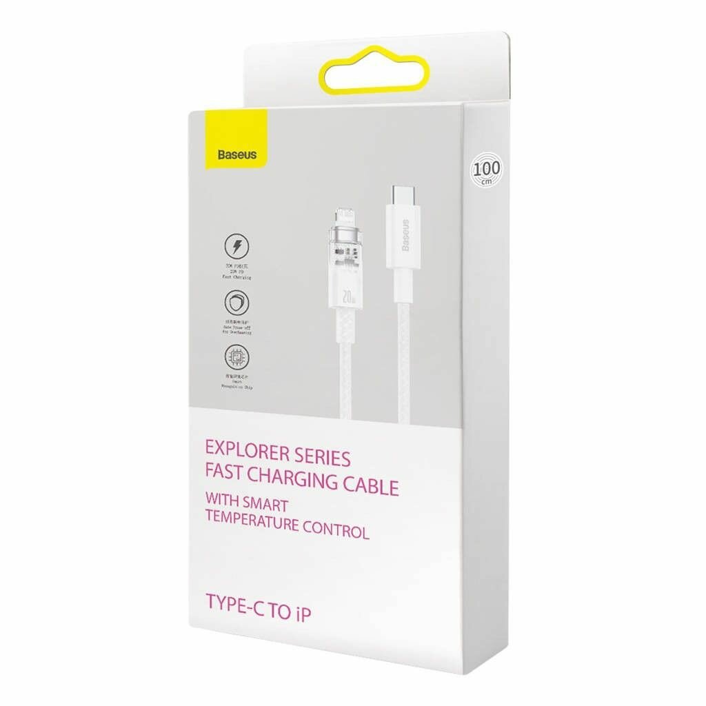Кабель Baseus Explorer Series Fast Charging Cable with Smart Temperature Control Type-C - Apple Lightning 20W 1m (CATS010202) белый
