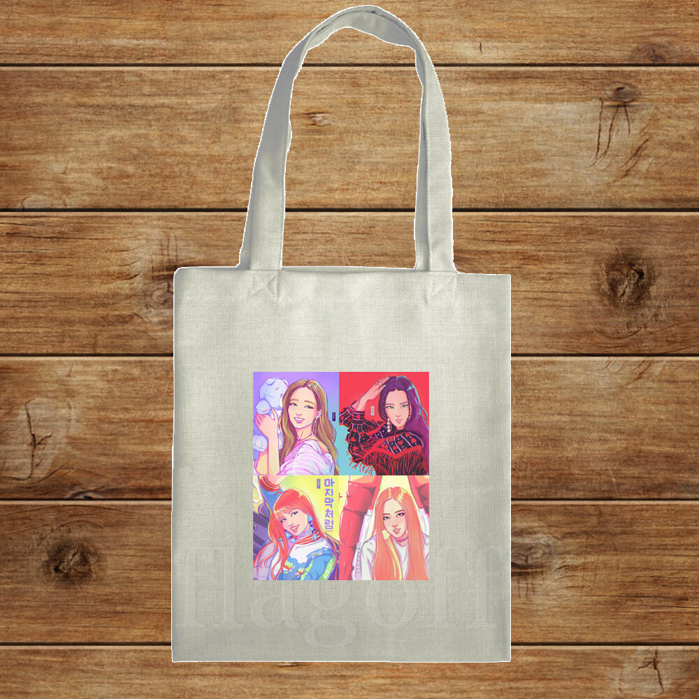 Сумка шоппер  лен по аниме Blackpink / Black pink / Блек пинк №2