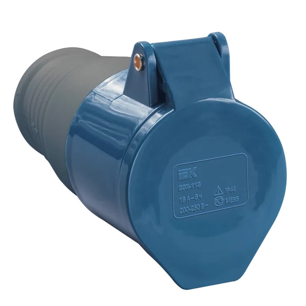 Вилка силовая CEE IEK ССИ-223, 2P+PE, 32А, 200-250В, IP44, пластик, синий, прямолинейн, без блокировки