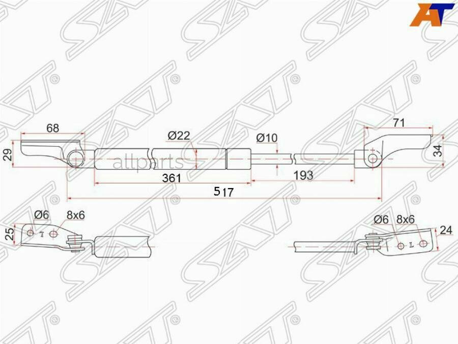 SAT ST-C100-63-620D Амортизатор крышки багажника Mazda Premacy 99-05 (Слева)