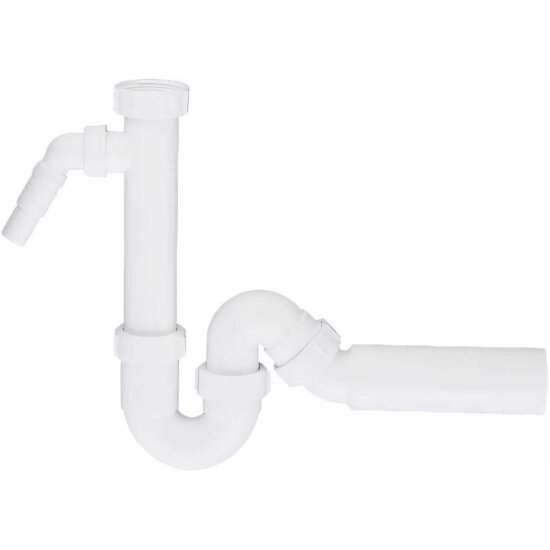 Сифон трубный Mcalpine MRSK4, S-образный 1 1/2" х 40 мм без вып. с прям. адапт. для слива быт. тех, выход 40/50 мм