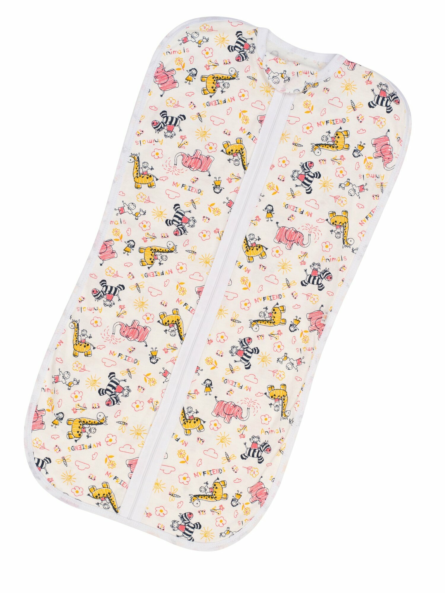 Конверт Parapuz кокон ясельный для новорожденного на выписку летний р. 38 рост 56 молочный_зоопарк