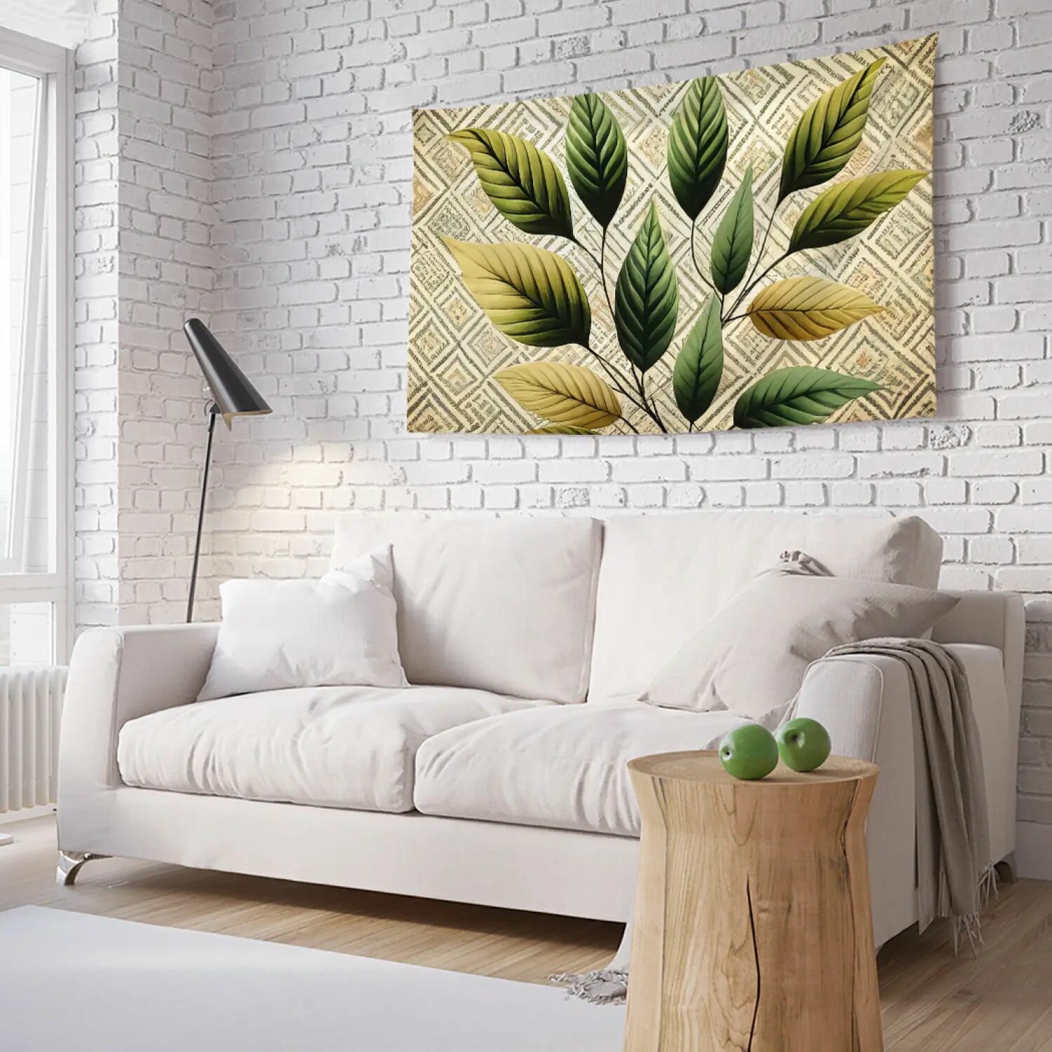 Горизонтальное фотопанно на стену JoyArty "Листья у стены", из ткани, 100х150 см