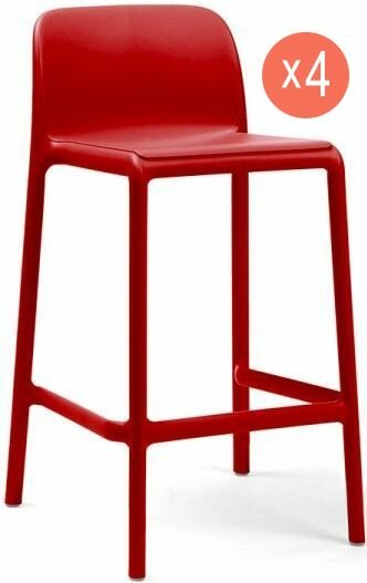 Комплект из 4-х полубарных стульев NARDI Faro Mini, цвет красный, со спинкой, всепогодные