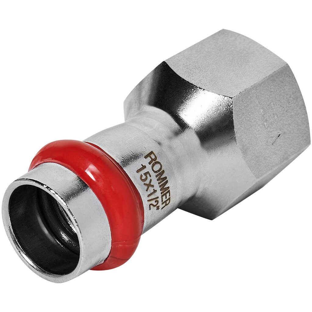 Переходник прессовой 15 x 1/2" (ВР) из нержавеющей стали ROMMER (RSS-1022-001512)