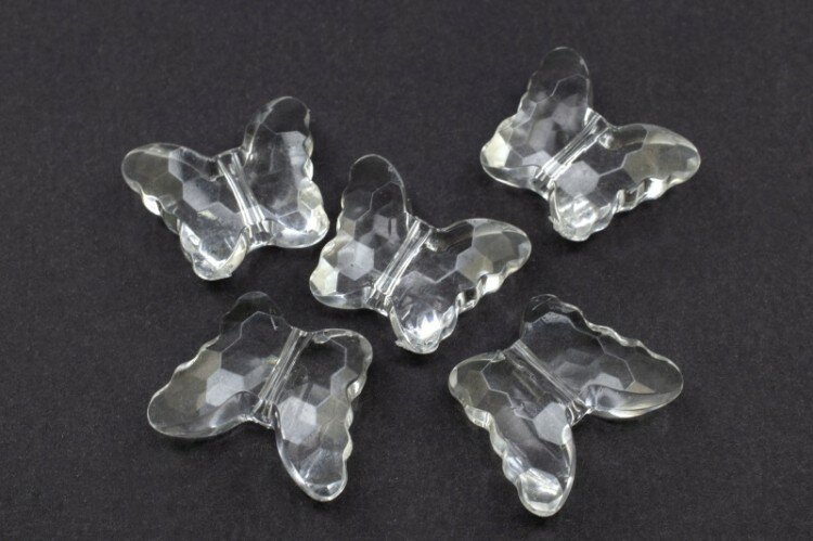 Бусины акриловые Бабочка прозрачная 22х18х9мм, отверстие 1,7мм, ассорти цветов, 540-342, 5шт