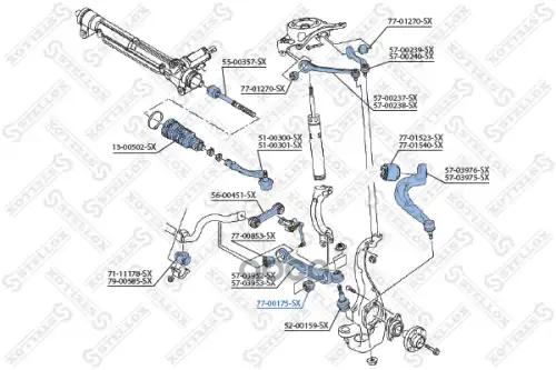 Сайлентблок рычага перед. нижн. наруж. AUDI A8 3.0-6.0/3.0-4.0TDi 02> Stellox арт. 77-00175-SX