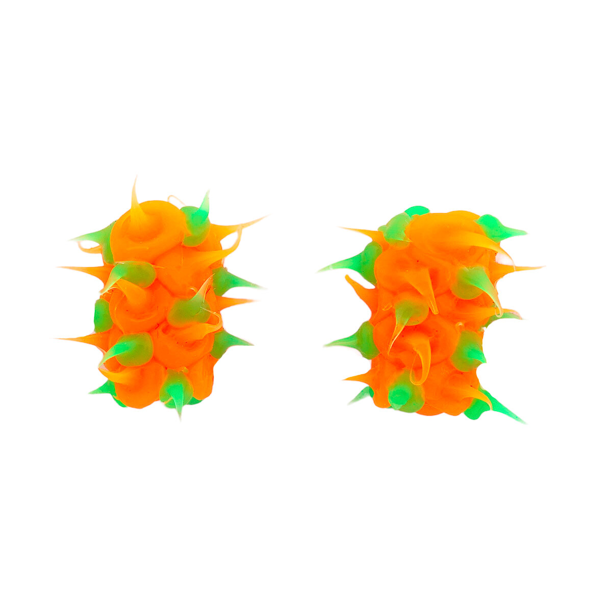 Бусины для рукоделия резиновые с шипами Микс RUB0004, 8*15 мм, 2 шт (упак), Astra&Craft (13 оранжевый, зеленый)