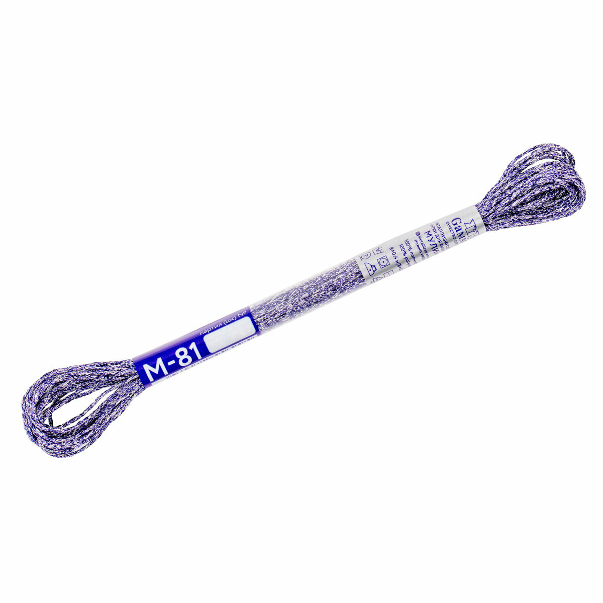 Мулине "Gamma" NM металлик 100% полиэстер 8 м M-81 фиолетовый/серебристый
