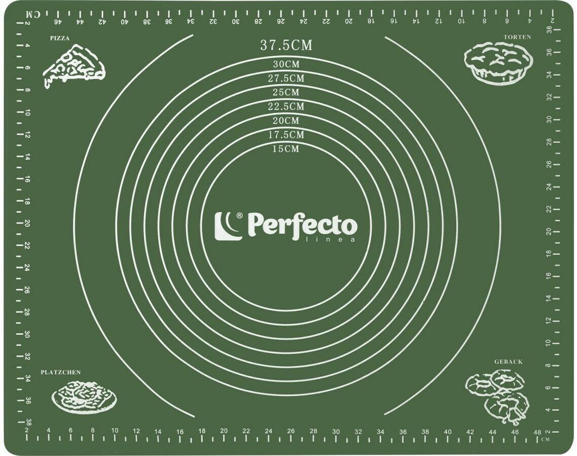 Силиконовый коврик для теста с мерными делениями 50х40 см PERFECTO LINEA Natural Green (23-504013)