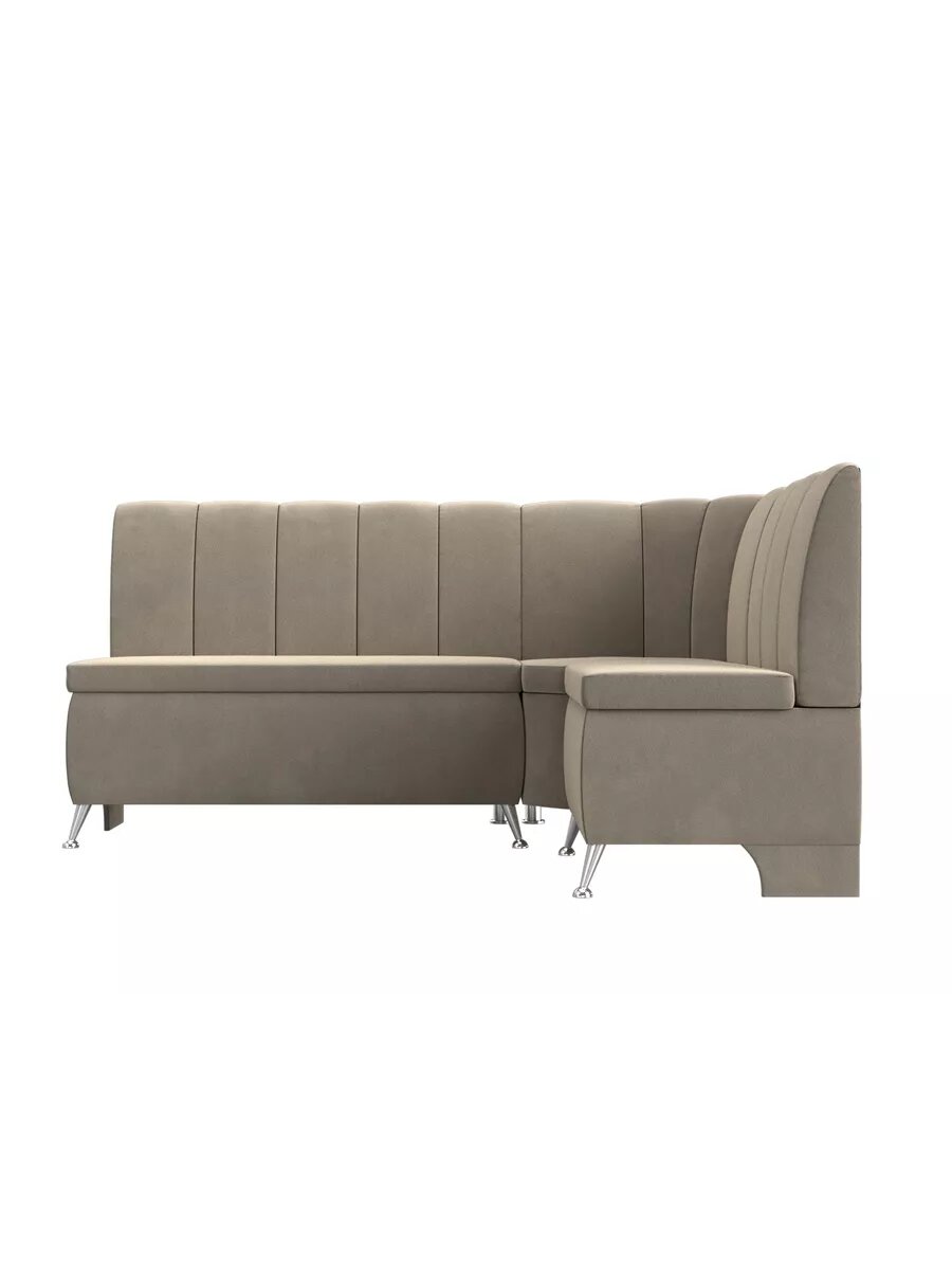 Диван кухонный угловой Кантри, правый угол, 4-местный, размер: 170x88х133см, Микровельвет, бежевый