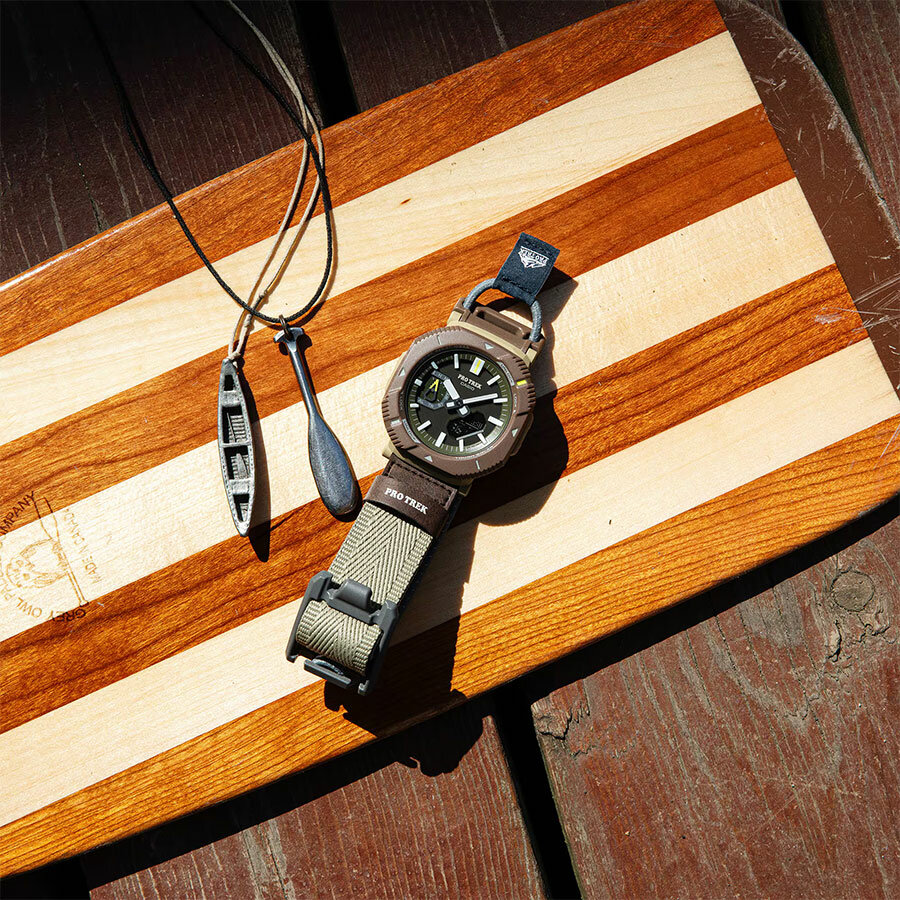 Наручные часы CASIO Pro Trek, коричневый, зеленый, хаки, бежевый — фото 1