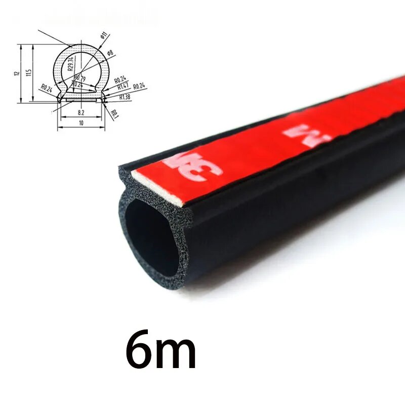 Автомобильный резиновый уплотнитель для защиты от атмосферных воздействий, D-образный дверной уплотнитель, универсальная самоклеящаяся авто ветрозащитная полоса для окон и дверей Small D 6 meter