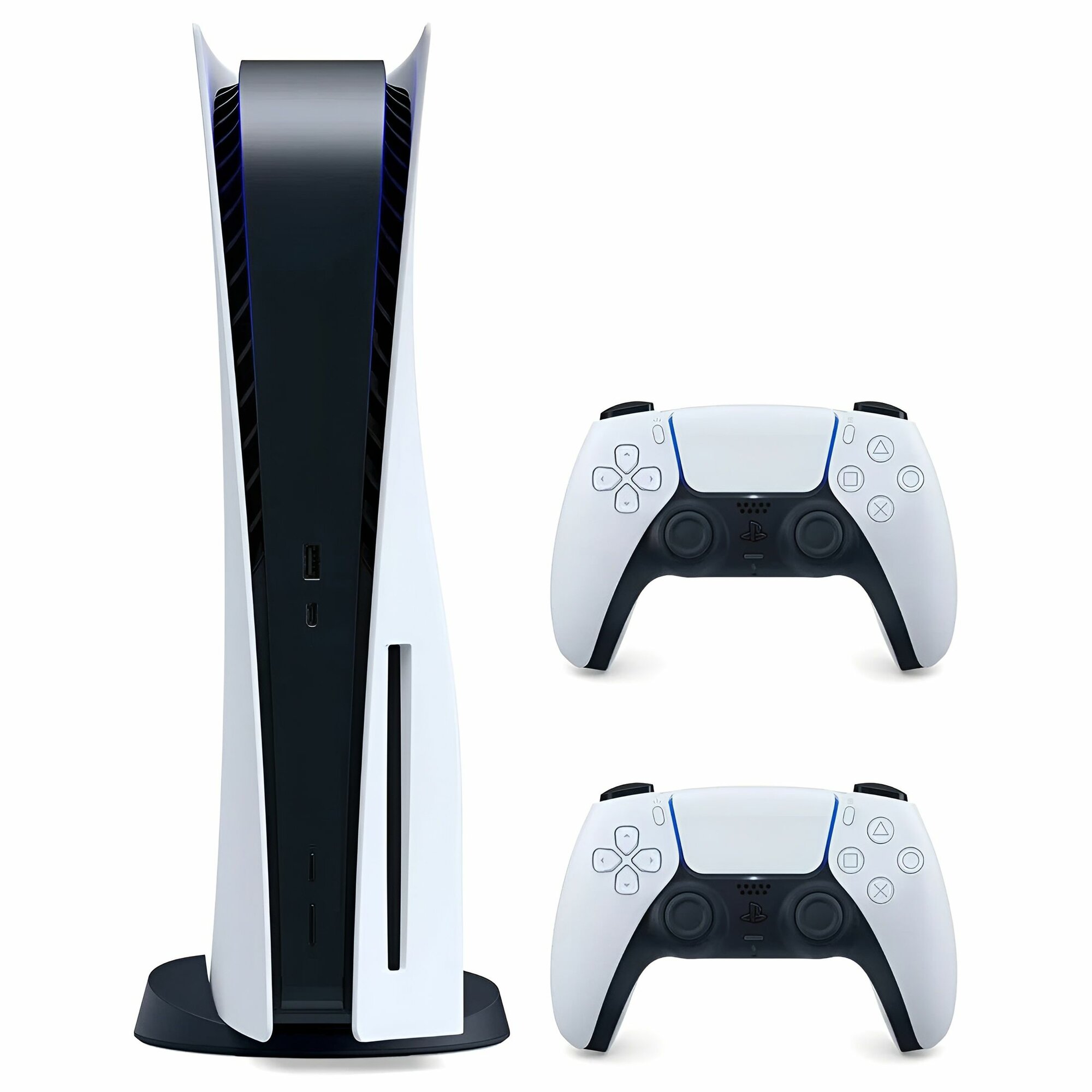 Sony PlayStation 5 игровая приставка (ПС5) PS5 Slim Blu-Ray с дисководом + 2-й геймпад светло-серый, 1Тб