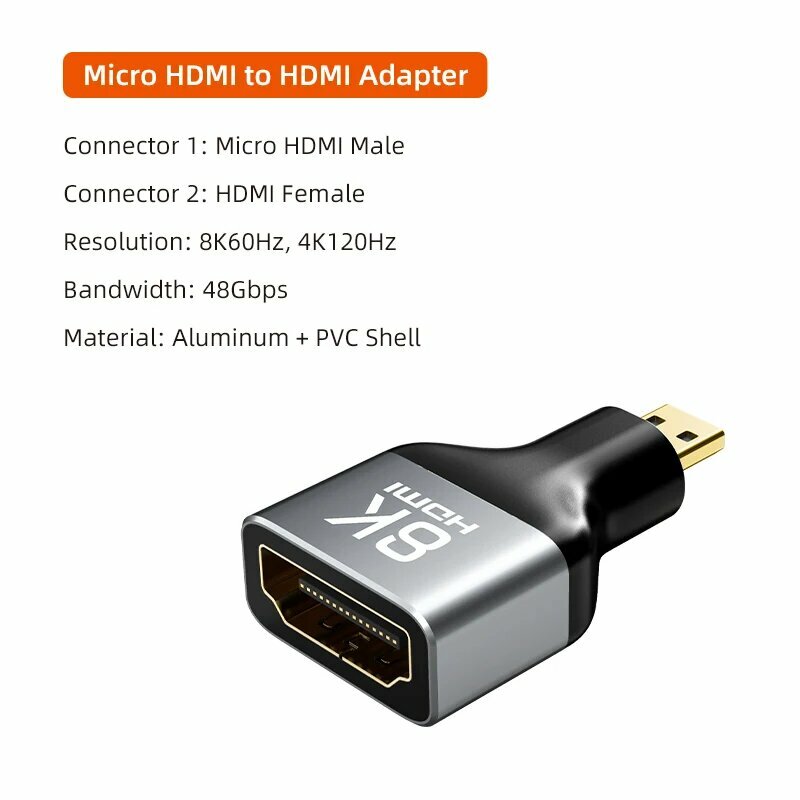 Micro HDMI to HDMI адаптер 8K 48Gbps